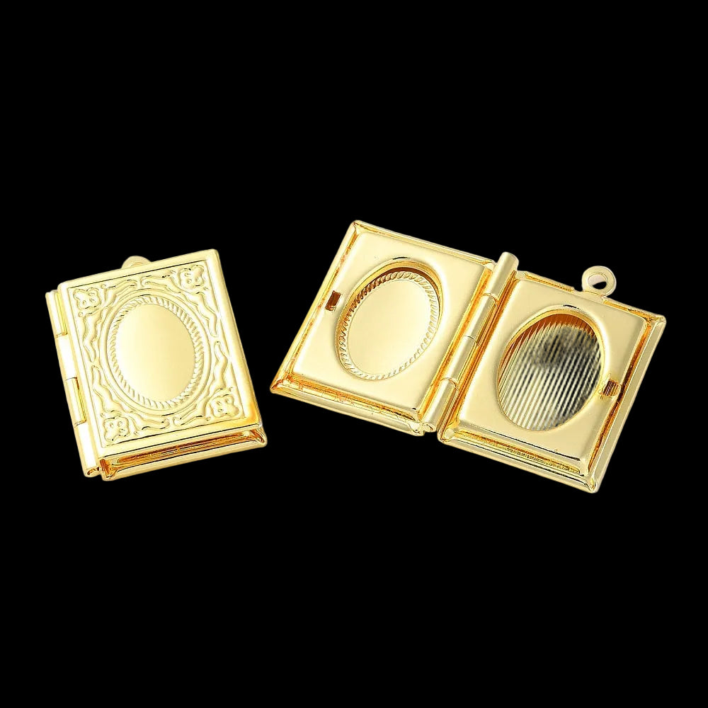 Book Locket Charm – 18K Gold Plated Charm Bar Jewelry | CP STATEMENT