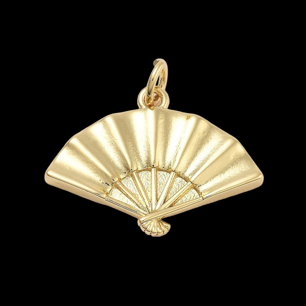 Spanish Fan Charm – 18K Gold Plated Charm Bar Jewelry | CP STATEMENT